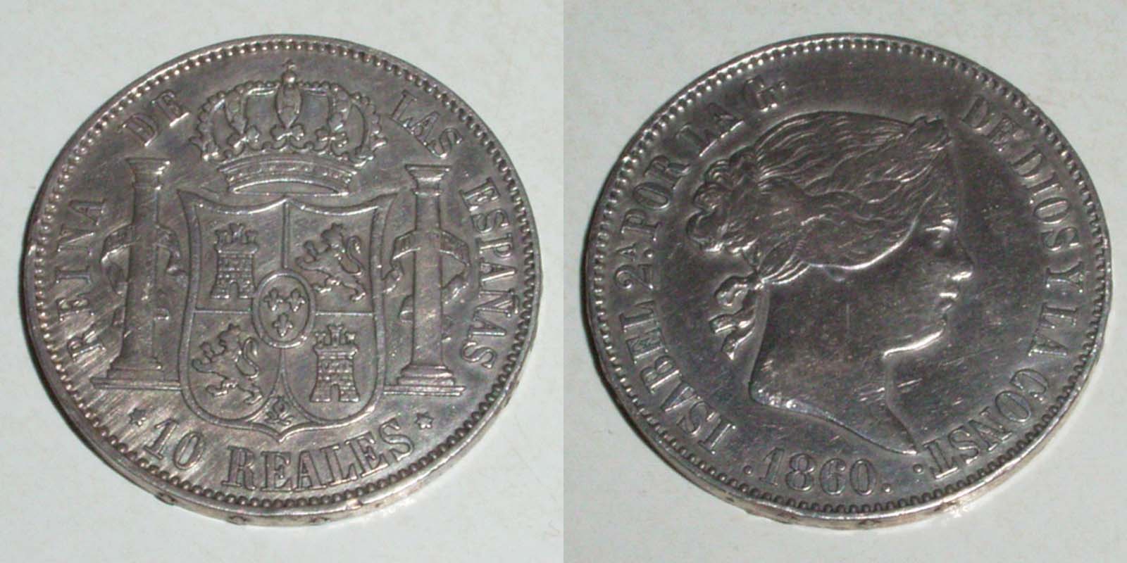3278 10 REALES 1860 ISABEL II - Numismática Carlos Pérez
