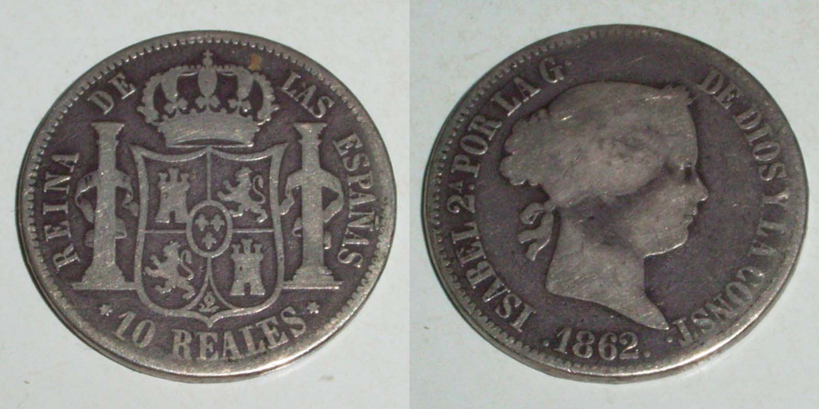 3283 10 REALES 1862 ISABEL II - Numismática Carlos Pérez