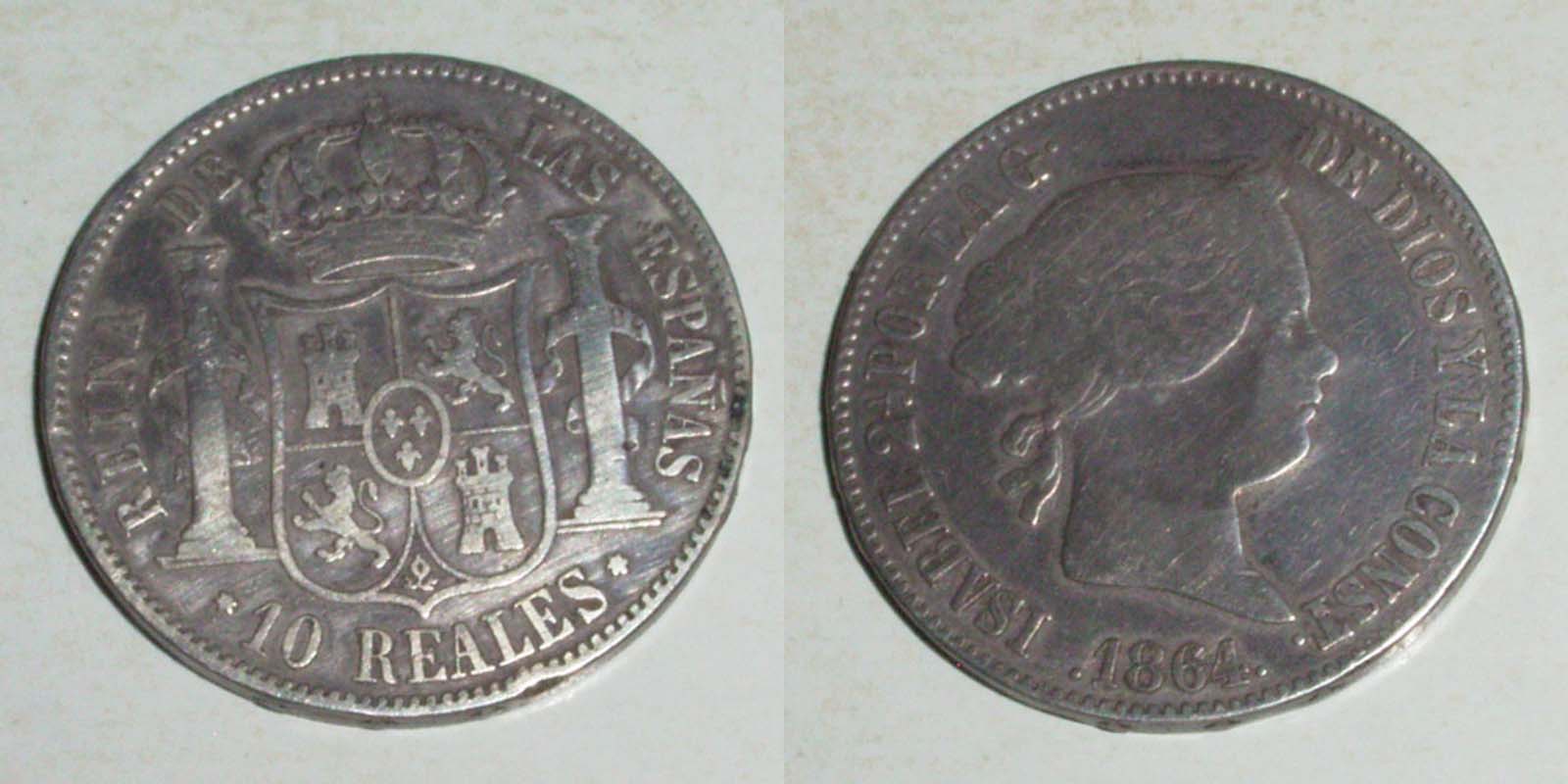 3287 10 REALES 1864 ISABEL II - Numismática Carlos Pérez